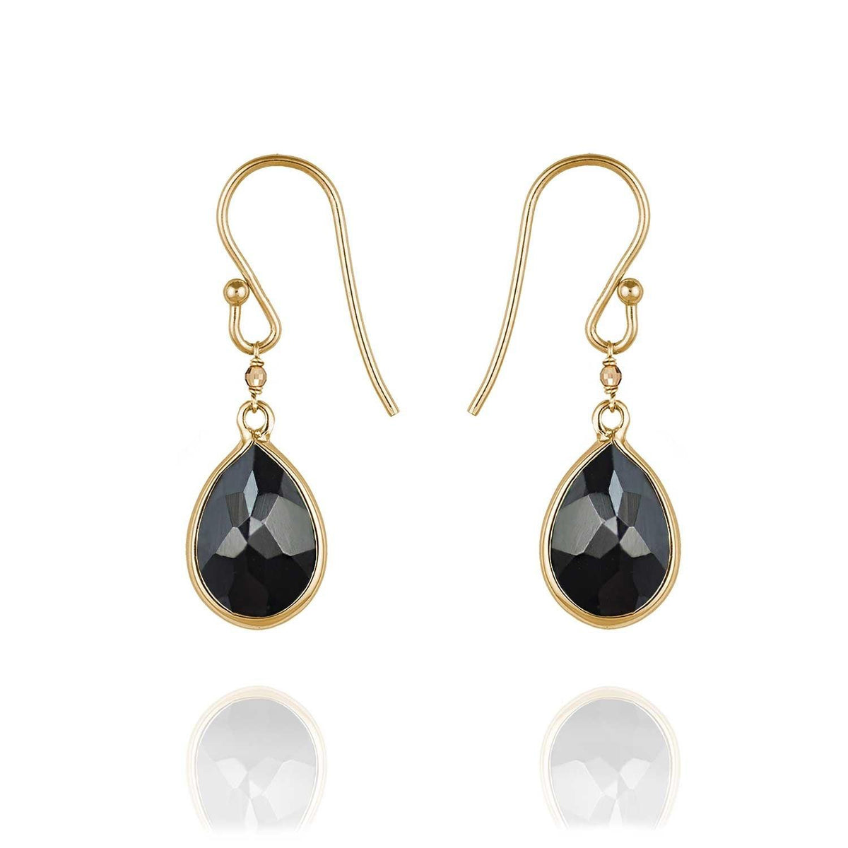 Precious Drop Earrings Black Spinel Yellow Gold - Perle de Lune